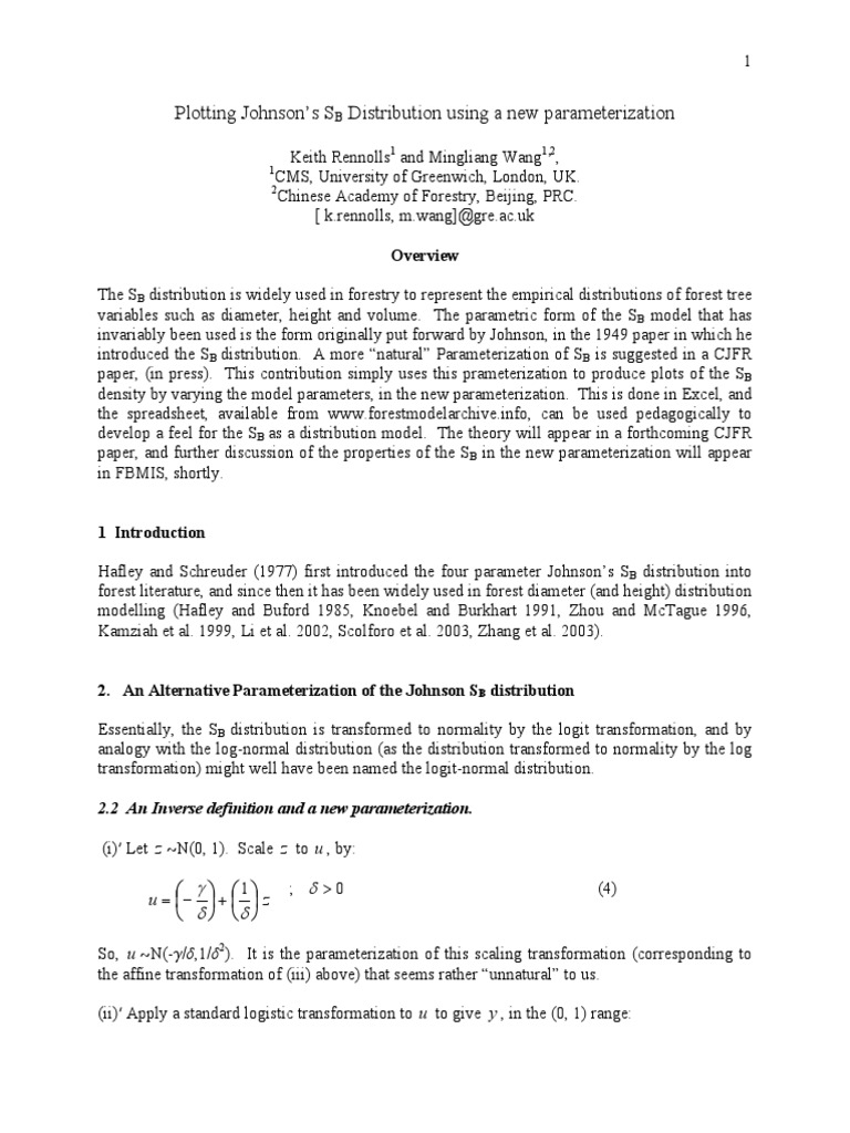 Plotting Johnson's S Distribution Using A New Parameterization | PDF ...