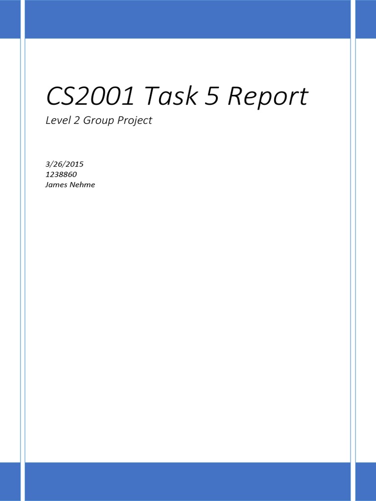 CS2001 Task 5 Report: Level 2 Group Project | PDF | Usability | Java Servlet