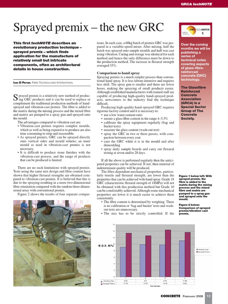 Sprayed Premix GRC Production Guide | PDF | Concrete | Chemistry