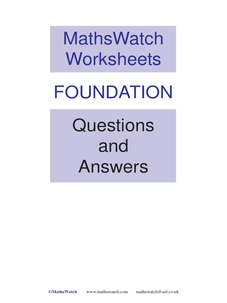 Mathswatch Foundation Answers | PDF | Area | Rectangle