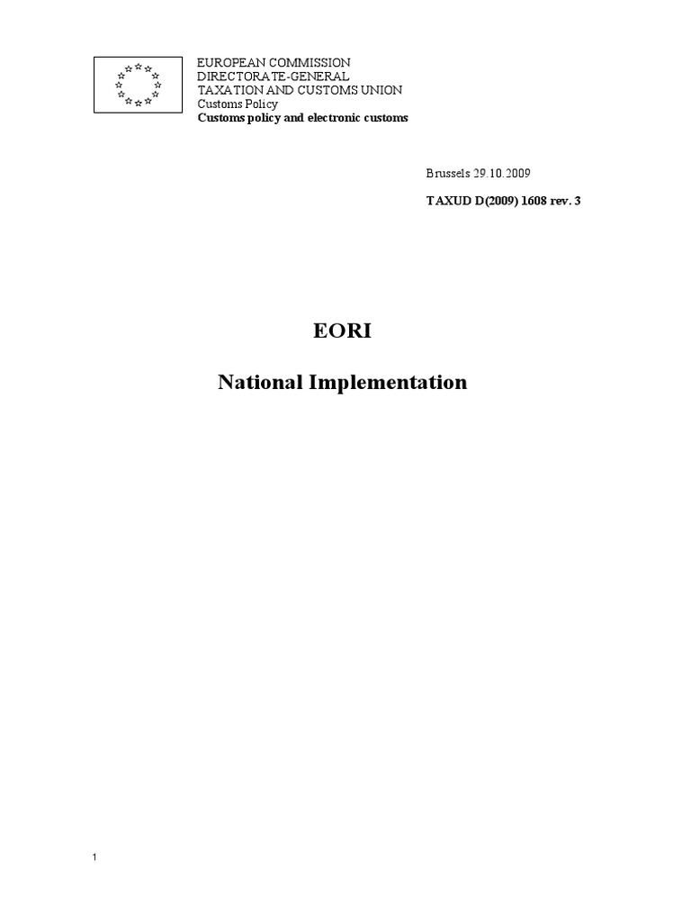 EORI Number Implementation in EU Member States | PDF | Identity ...