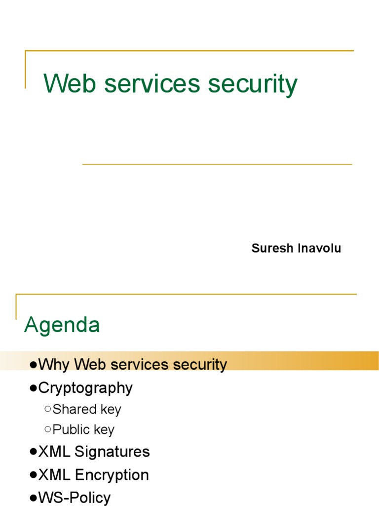 Web Services Security: Suresh Inavolu | PDF | Public Key Cryptography ...