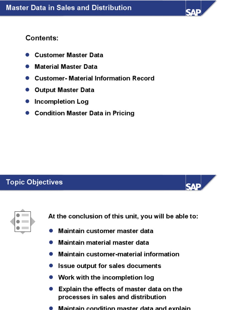 Master Data Management in SAP SD | PDF | Invoice | Sales