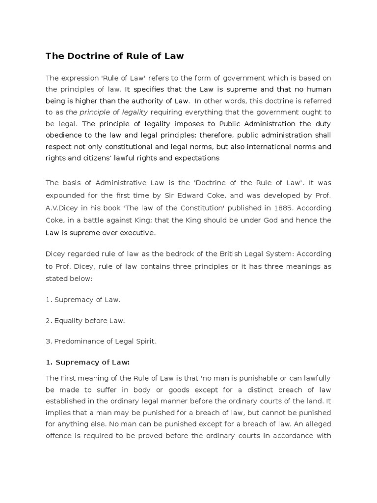 The Doctrine of Rule of Law | PDF | Rule Of Law | Rights