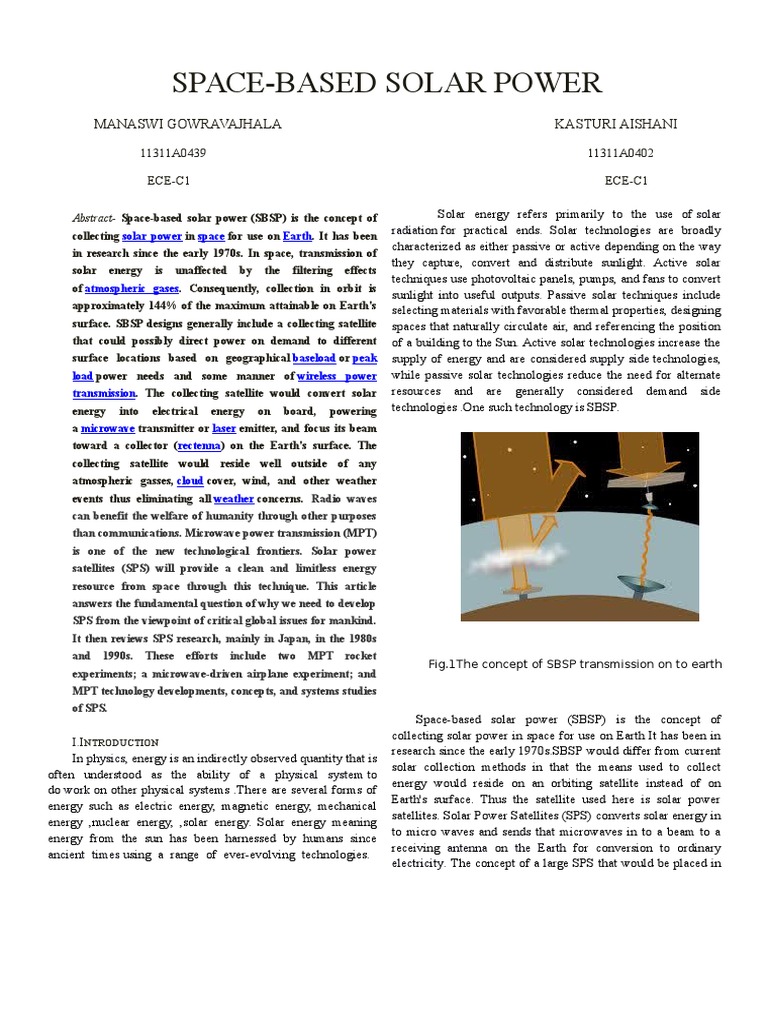 SBSP | PDF | Microwave | Solar Energy