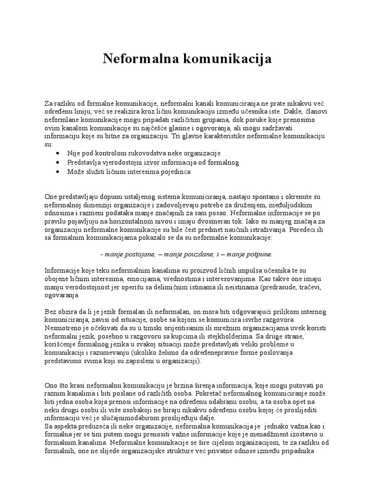 Neformalna Komunikacija | PDF