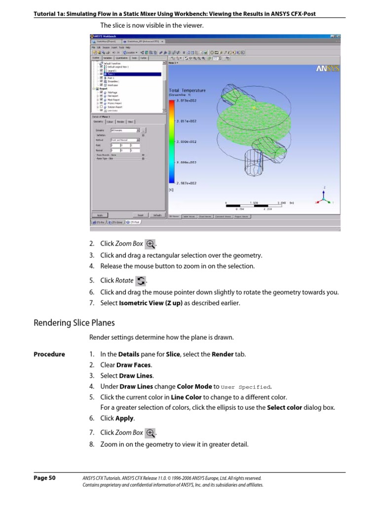Tutorial 1a: Simulating Flow in A Static Mixer Using Workbench: Viewing The Results in ANSYS CFX ...