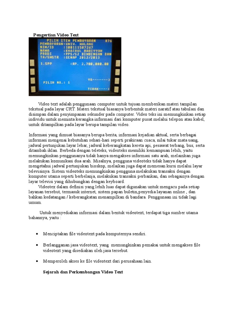 Pengertian Video Text | PDF