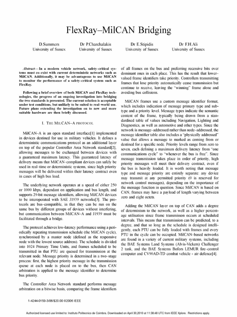 Flexray Mi1Can: Bridging | PDF | Network Topology | Computer Network