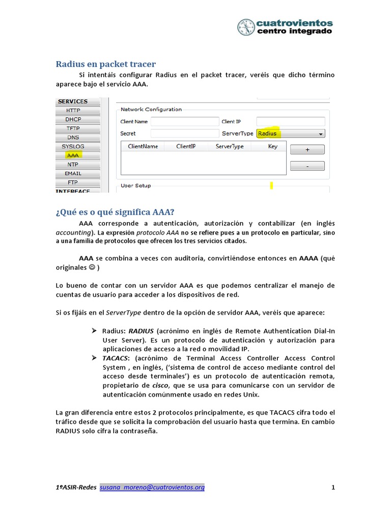 Radius Packet Tracer | PDF | Radio | Autenticación
