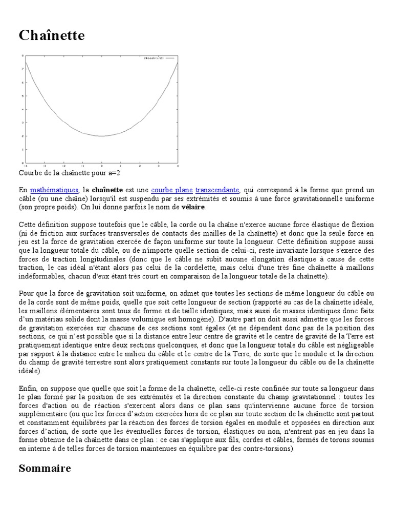Propriétés de la chaînette en mathématiques | PDF | Physique | Grandeur ...