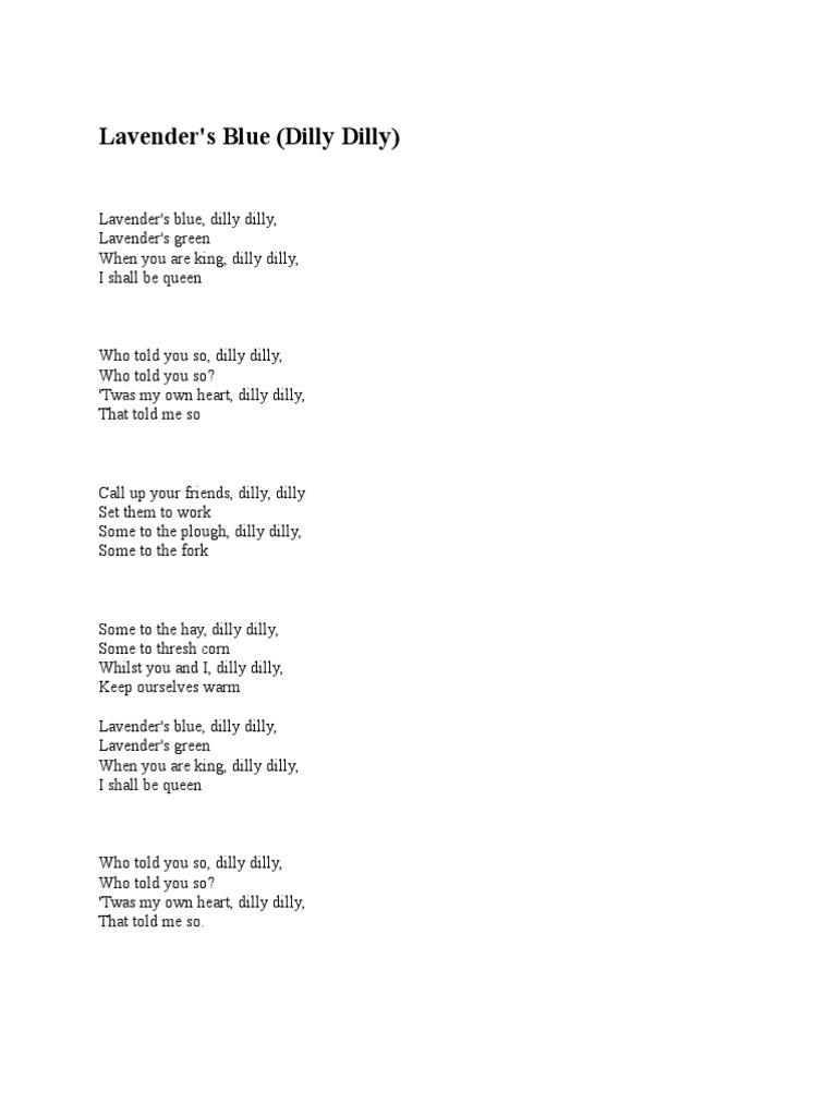 Lavender's Blue Lyrics | PDF