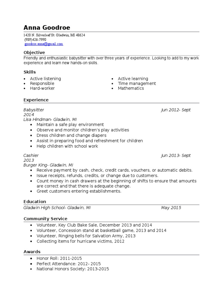 Anna Goodroe: Objective | PDF