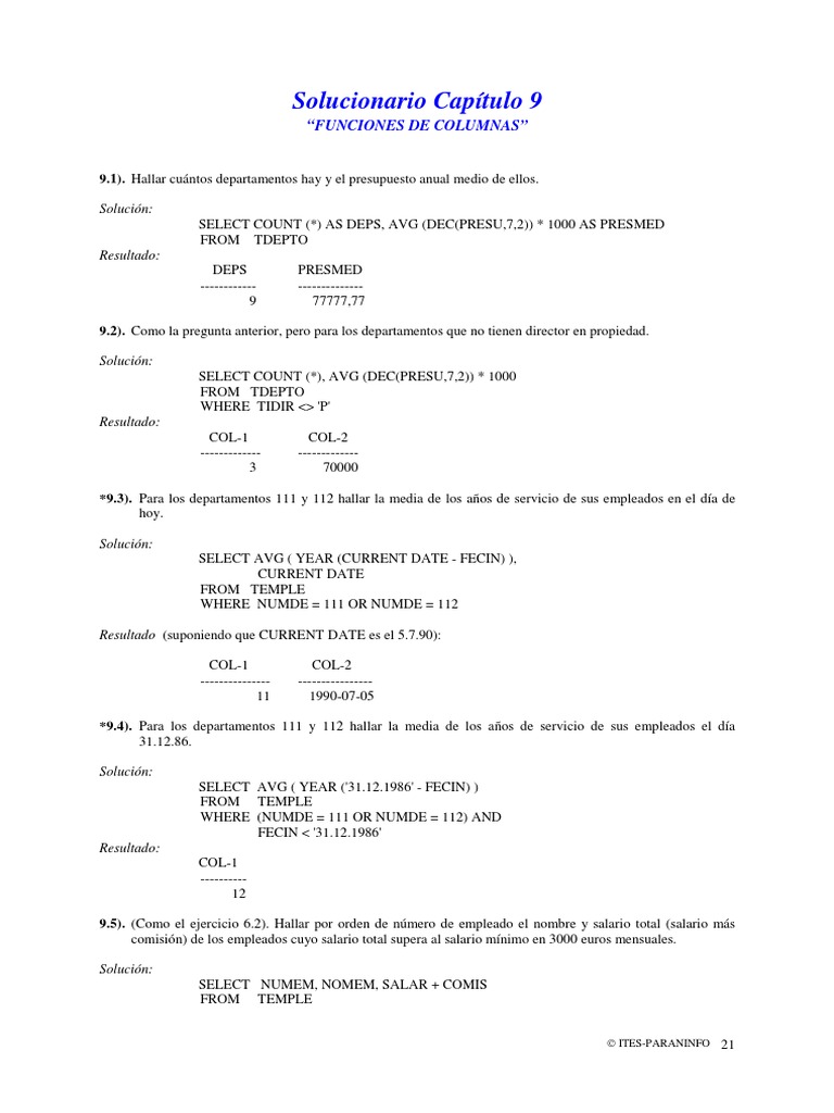 Consultas SQL Avanzadas para Gestión de Empleados y Departamentos | PDF | Sueldos y salarios | SQL