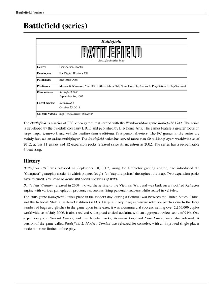 Battlefield (Series) | PDF | Games On Microsoft Platforms | Online Games