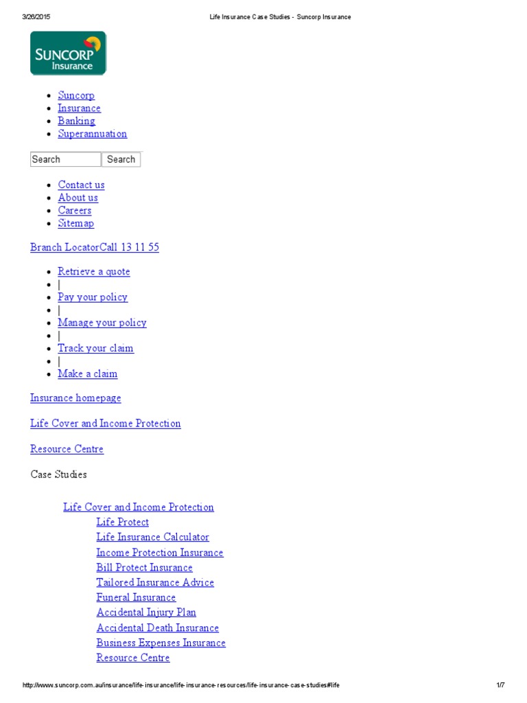 Life Insurance Case Studies - Suncorp Insurance | PDF | Life Insurance ...