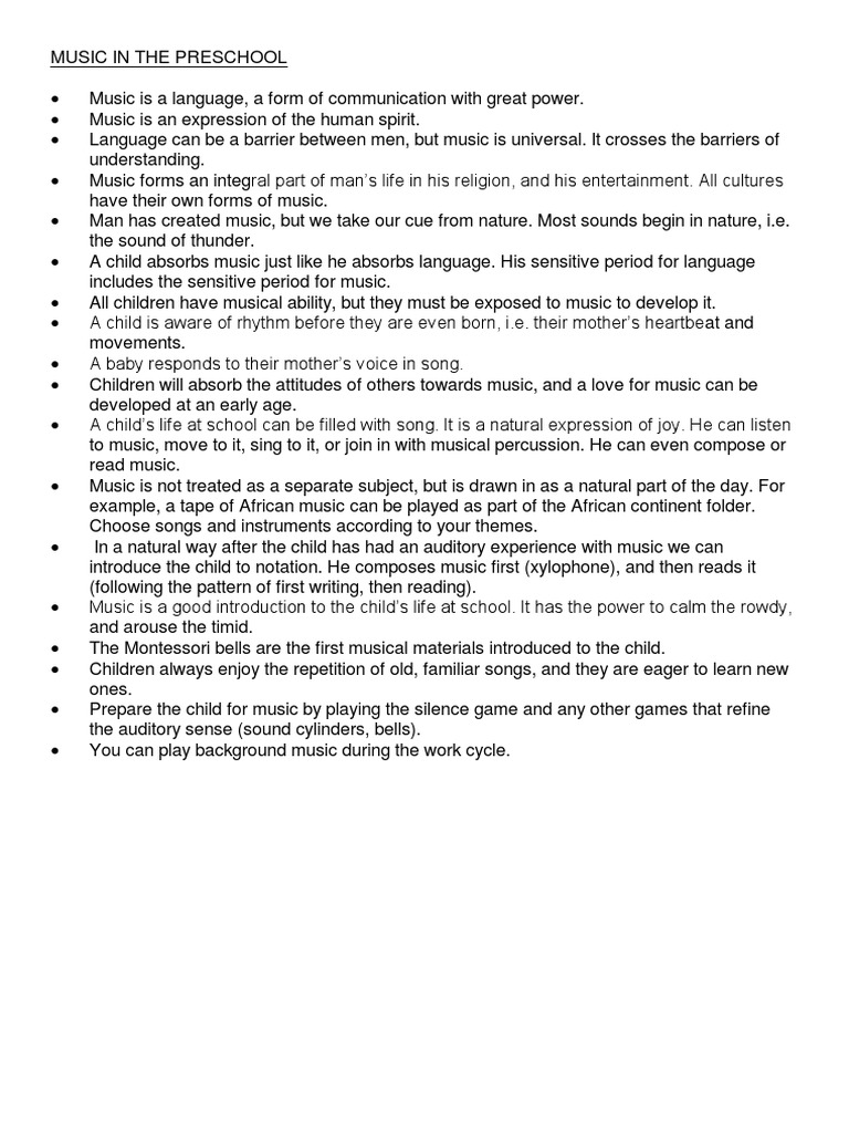 Montessori Music Activities | PDF | Musical Instruments | Rhythm