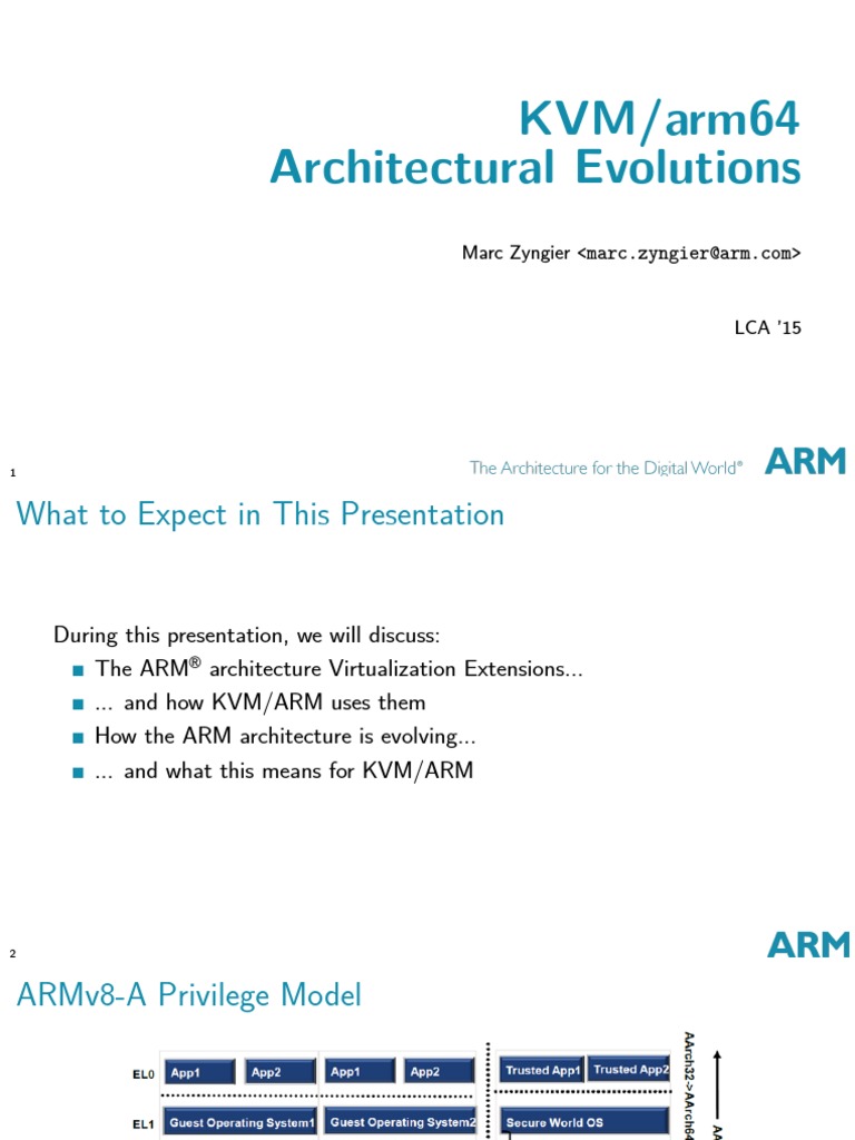 KVM/arm64 Architectural Evolutions | PDF | Arm Architecture | Virtual ...