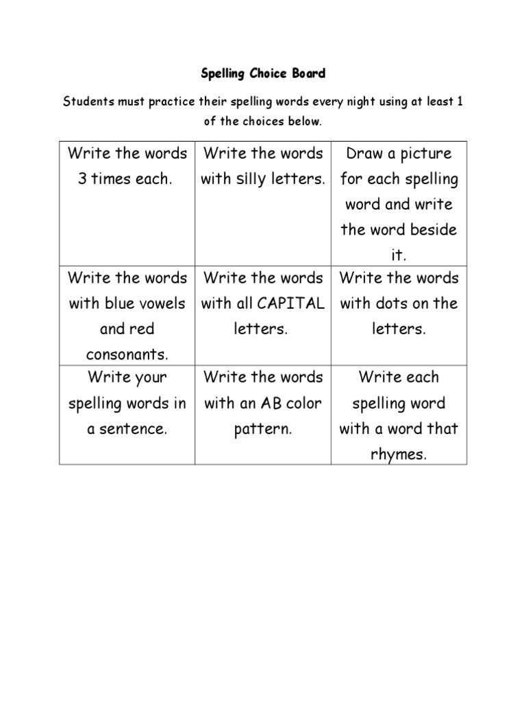 Spelling Practice for Students | PDF
