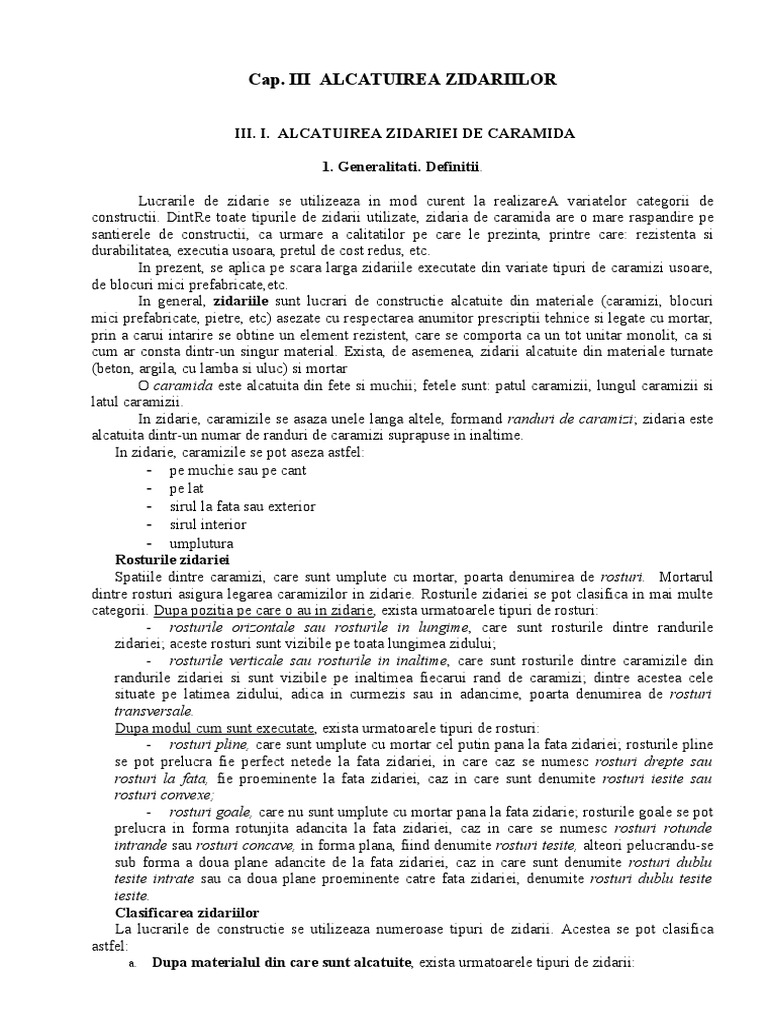 Alcatuirea Zidariei | PDF