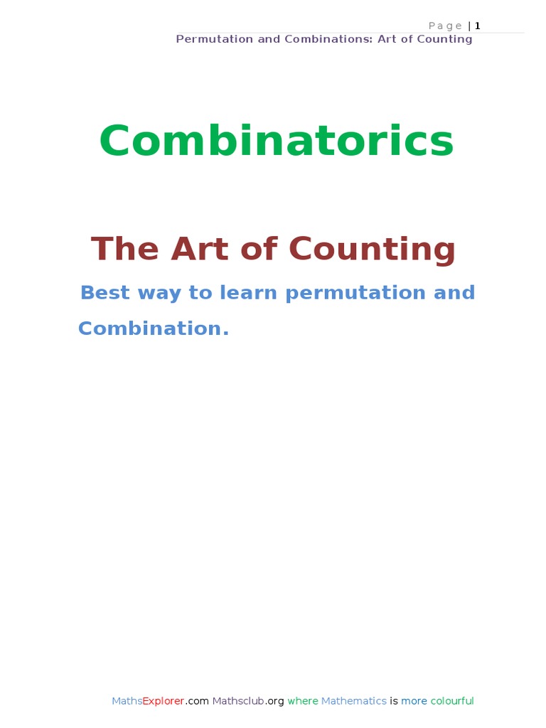 Multiplication Principle in Combinatorics | PDF | Permutation ...