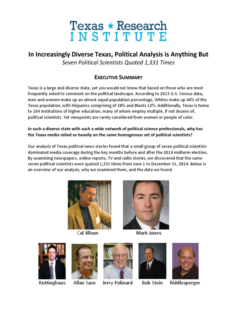 REPORT - in Increasingly Diverse Texas, Political Analysis Is Anything ...