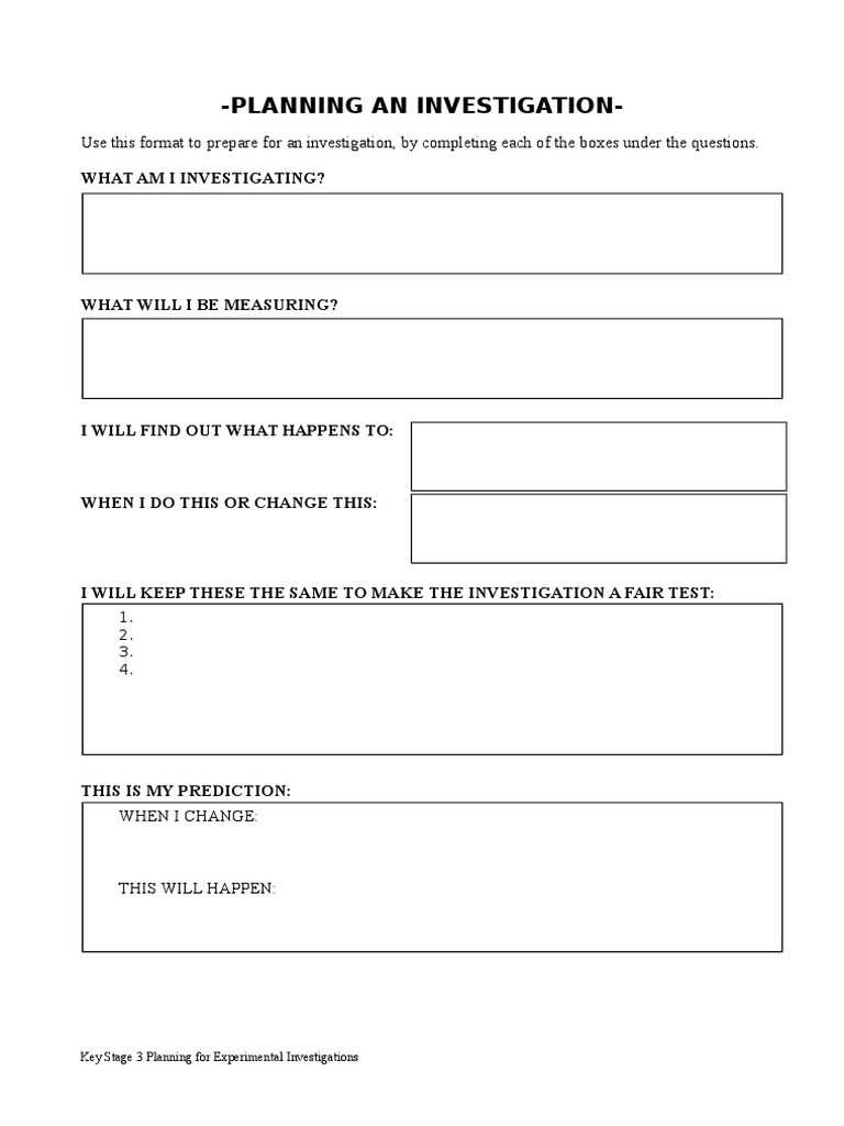KS3 Science Investigation Guide | PDF | Career & Growth