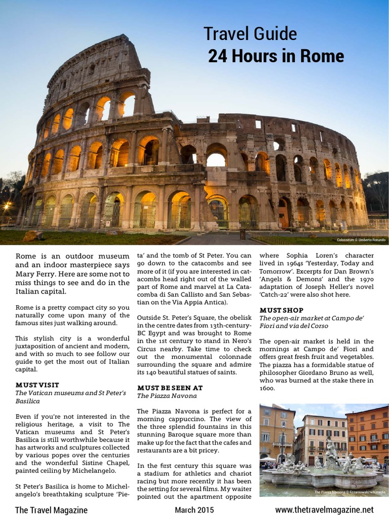 Travel Guide 24 Hours in Rome | PDF | Rome | Sculpture