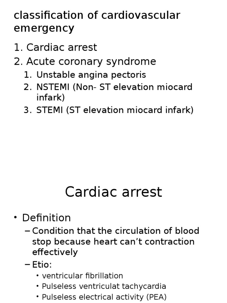 Cardiac Emergencies Overview and Types | PDF | Angina Pectoris ...