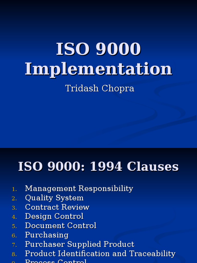 ISO 9000 - Implementation | PDF | Iso 9000 | Quality Management System
