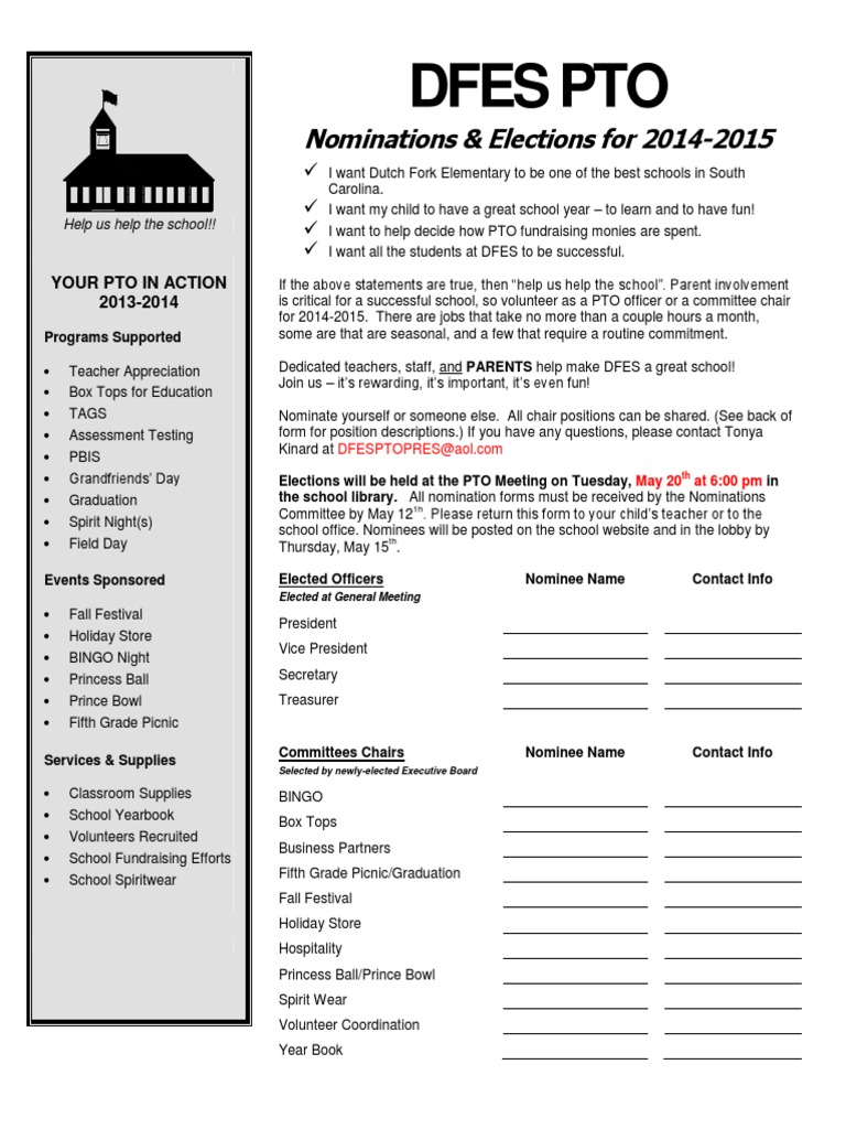 PTO 2013-2014 Nomination Forms PDF | PDF