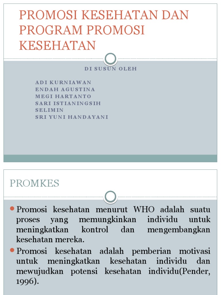 Promosi Kesehatan Dan Program Promosi Kesehatan | PDF