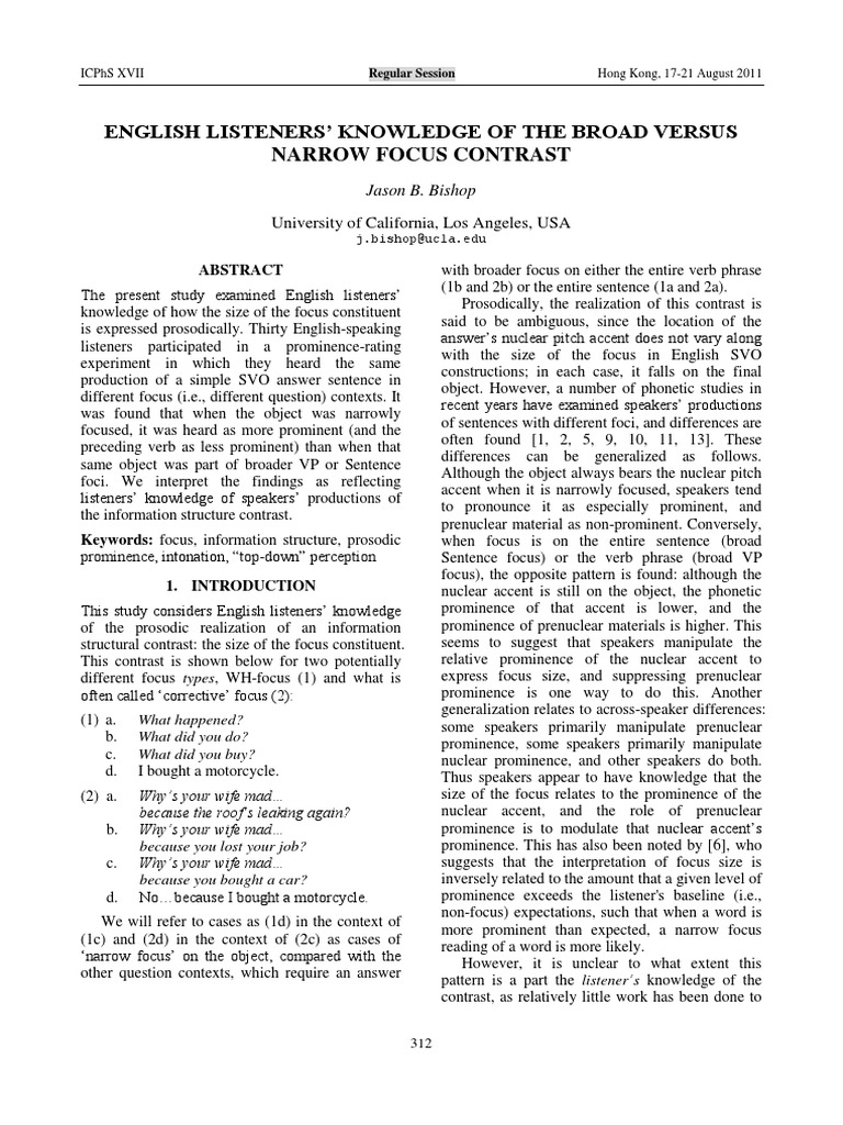 Narrow and Broad Focus | PDF | Stress (Linguistics) | English Language