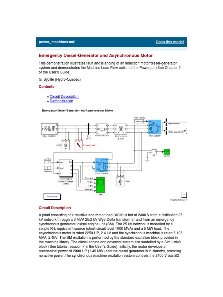 Help - Emergency Diesel-Generator and Asynchronous Motor | PDF ...