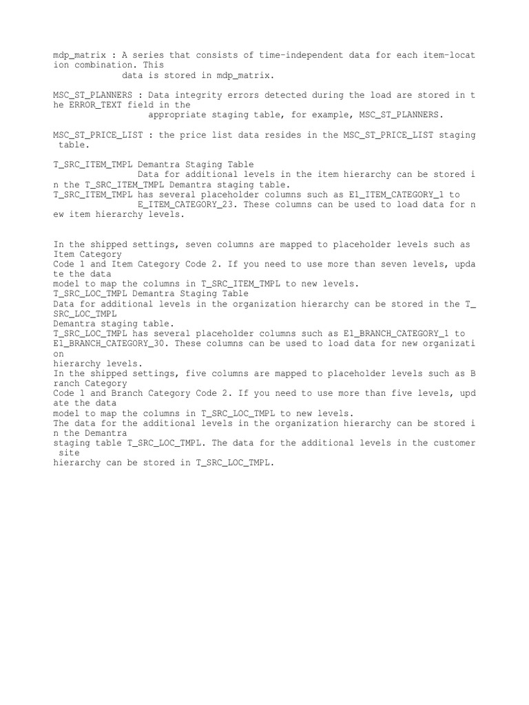 Demantra Tables | PDF | Information Science | Computer Data