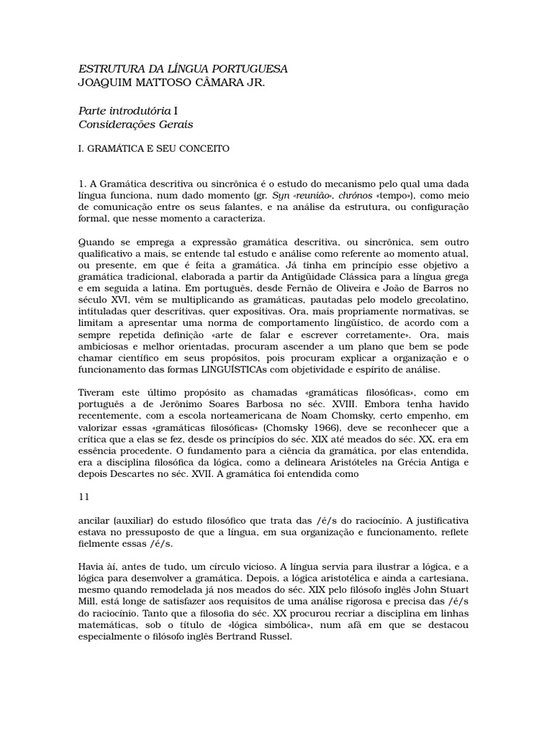Camara, Matoso - Gramática e Seu Conceito | PDF | Gramática | Lógica