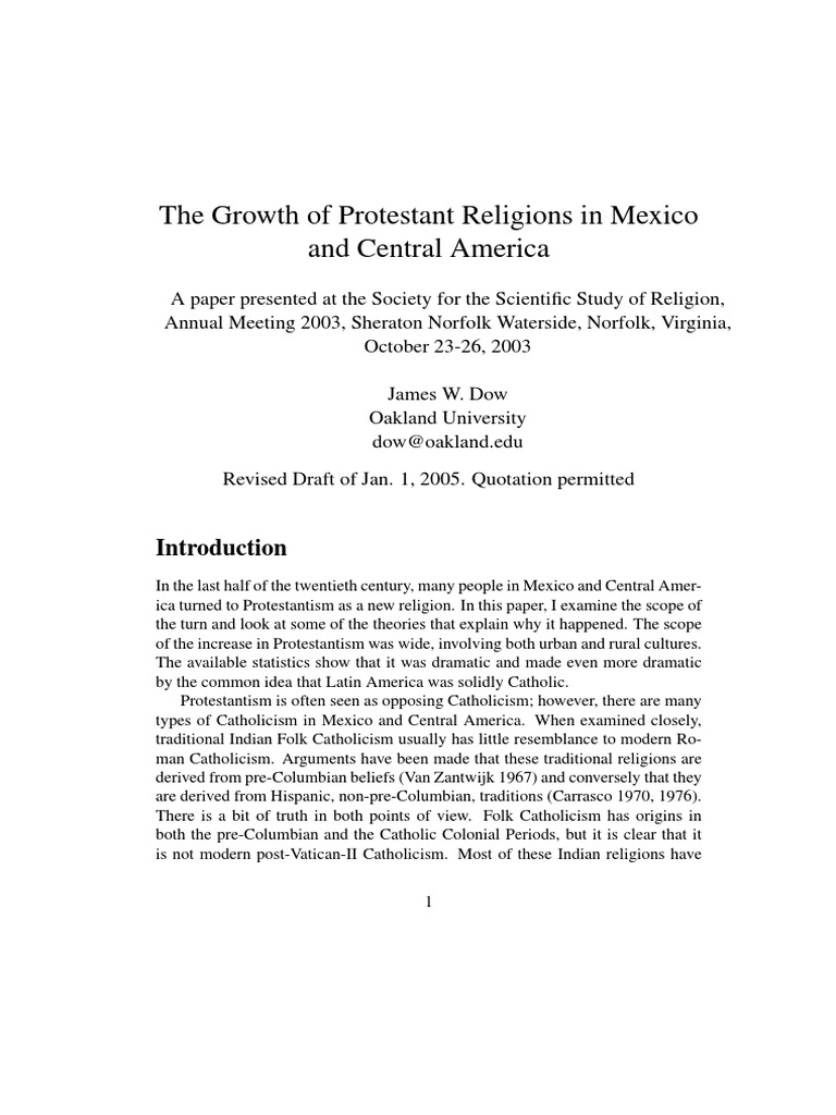 The Growth of Protestant Religions in Mexico and Central America | PDF ...