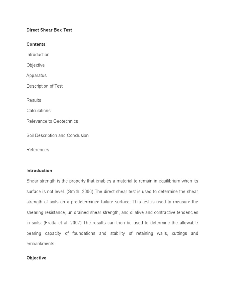 Direct Shear Box Test | PDF | Soil Mechanics | Strength Of Materials