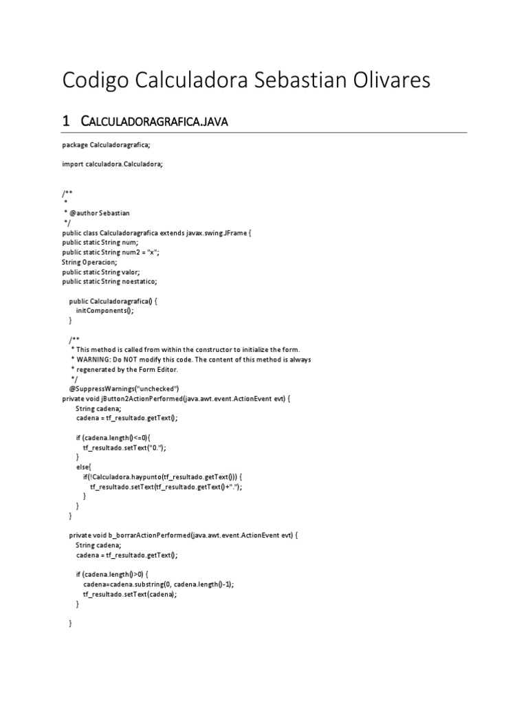 Codigo Calculadora Java | PDF | Java (lenguaje de programación ...