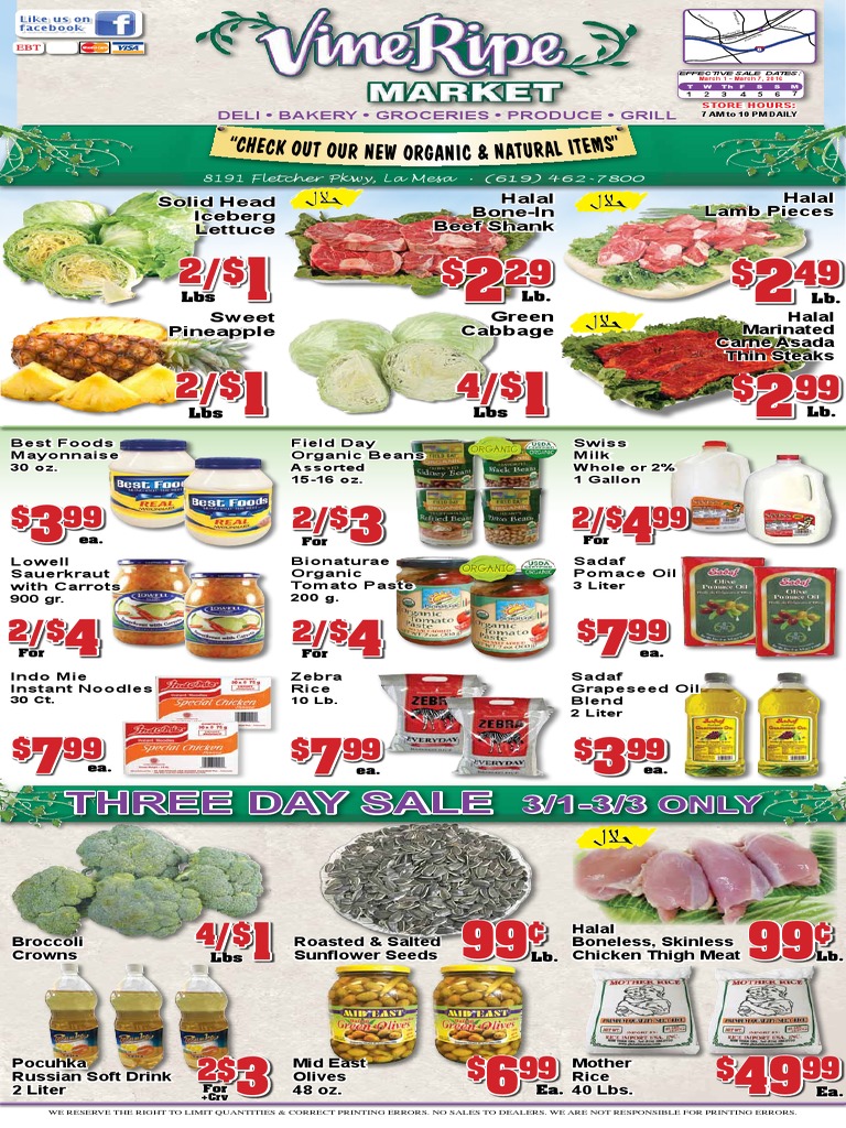 Vine Ripe Weekly Ad | PDF | Foods | Cooking