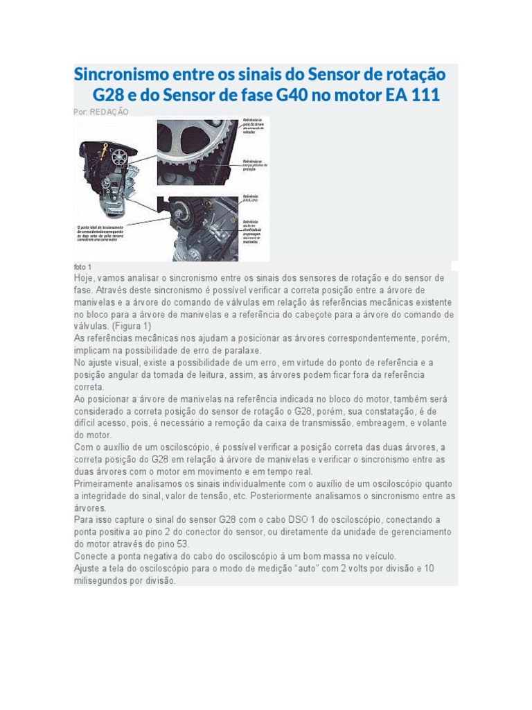 Sincronismo dos Sensores G28 e G40 EA111 | PDF | Engenharia Mecânica ...