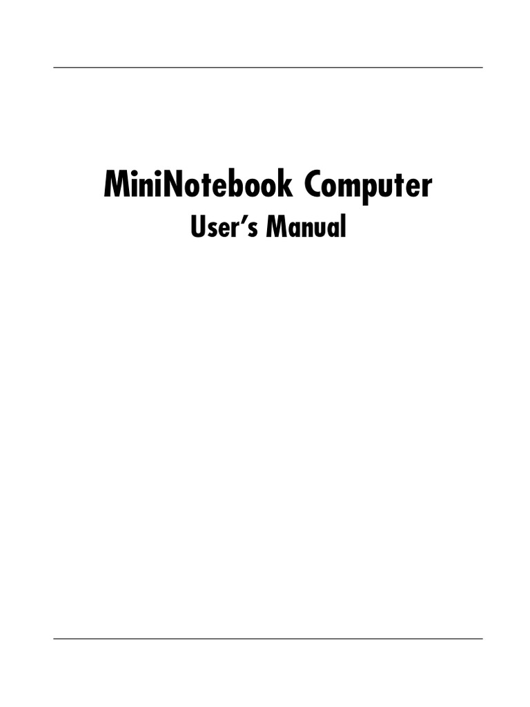 Mininotebook Computer: User'S Manual | PDF | Computer Keyboard | Bios