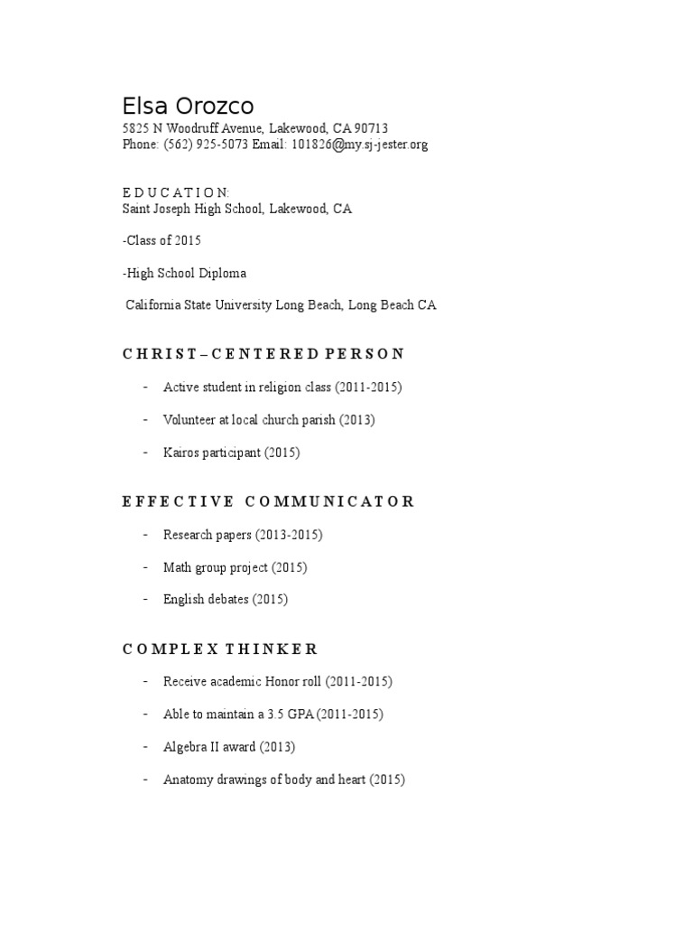 English - Resume Senior Capstone | PDF | Language Arts & Discipline