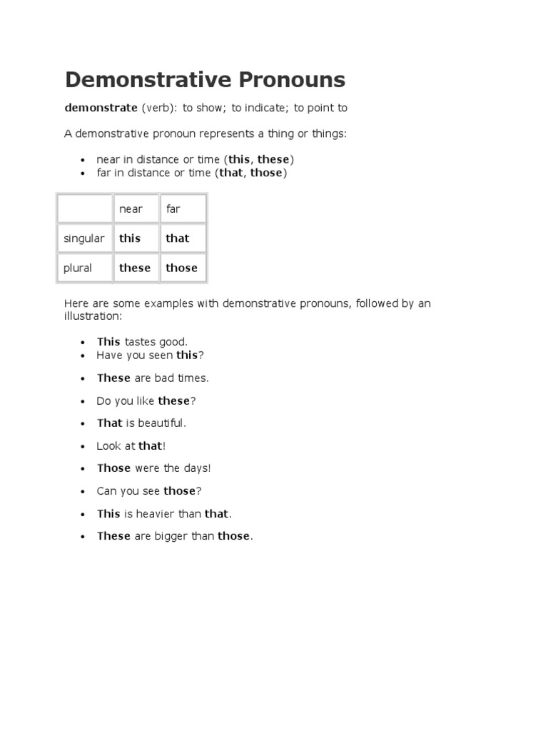 Understanding Demonstrative Pronouns | PDF