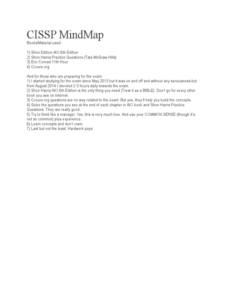 CISSP Exam Preparation MindMap Guide | PDF | Career & Growth | Language ...