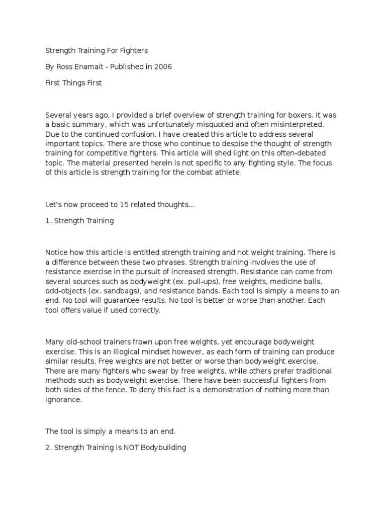 Strength Training For Fighters | Download Free PDF | Strength Training ...