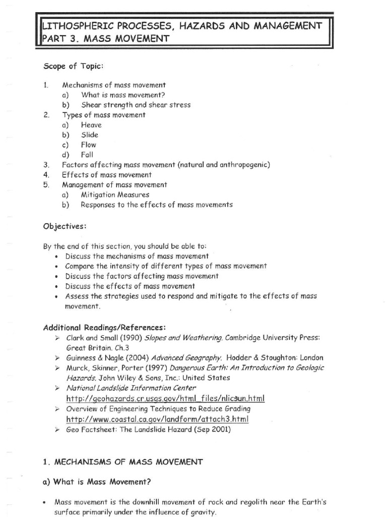 Mass Movements | PDF | Landslide | Earth Sciences