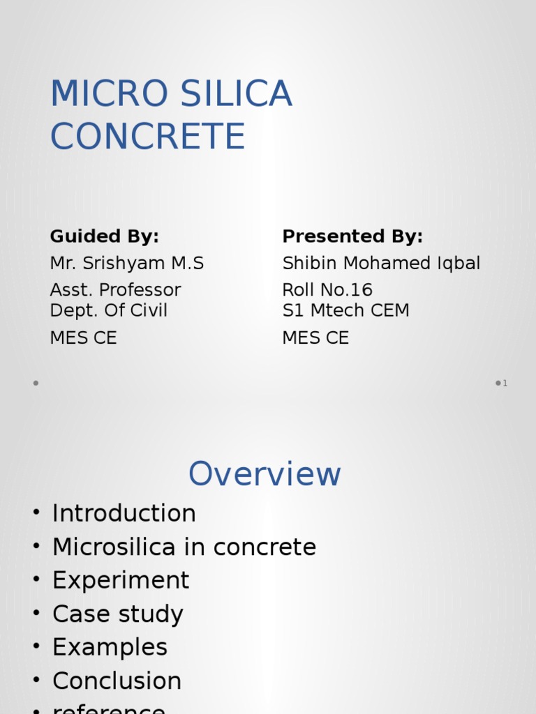 Micro Silica Concrete | PDF | Silicon Dioxide | Concrete