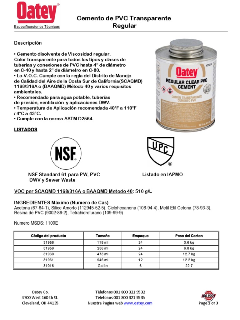 Cemento PVC Transparente | PDF | Cemento | Sistema respiratorio