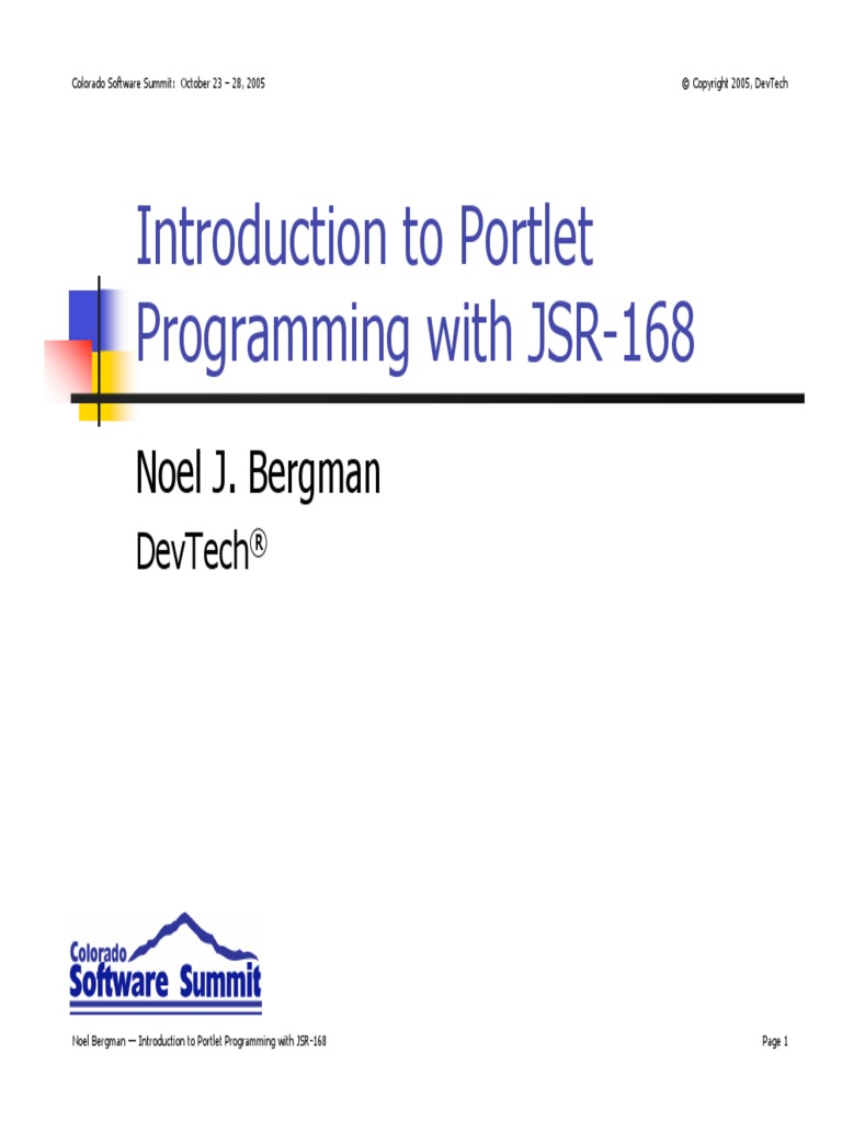 Introduction To Portlet Programming With JSR-168: Noel J. Bergman | PDF | Java Servlet ...